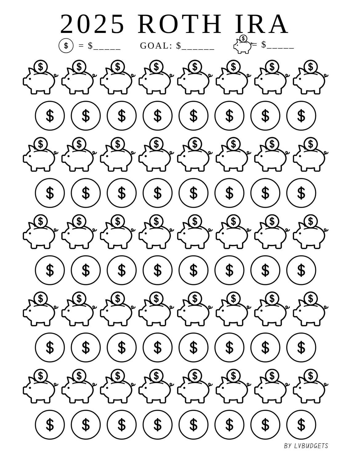 2025 Roth IRA Savings Challenge, Printable Digital Download, Savings ...