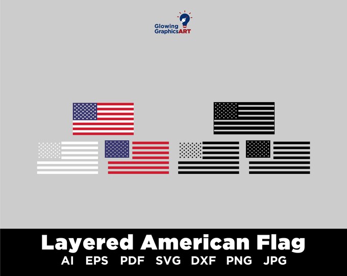 Layered American Flag Svg, Us Flag Svg, USA Flag Clipart, US Flag ...