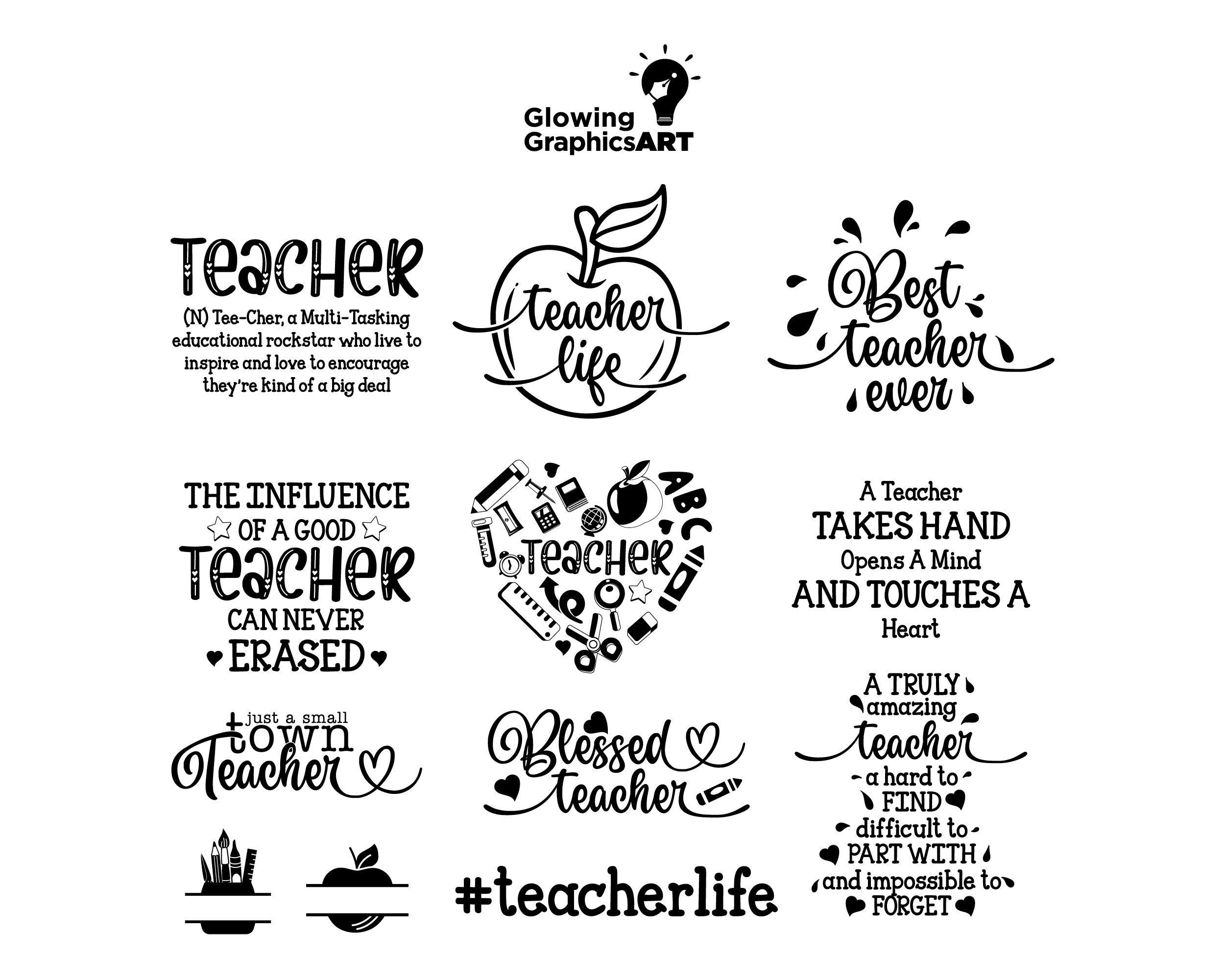 Teacher Svg Bundle, Teacher Quote Svg, Teacher Life Svg, Teacher Svg ...