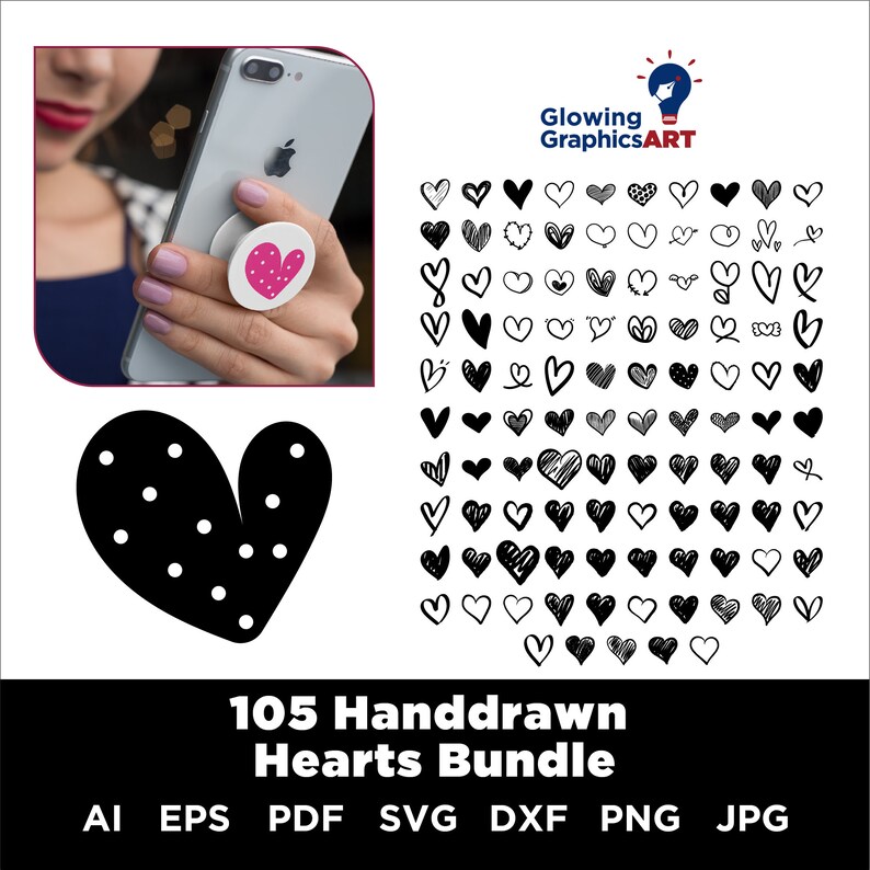 105 HEART Bundle SVG HEART Doodle Svg Hand Drawn Heart Svg - Etsy