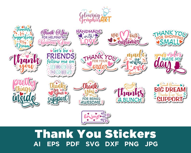 Digital Thank You Stickers Svg Png, Packaging Stickers Svg, Thank You ...