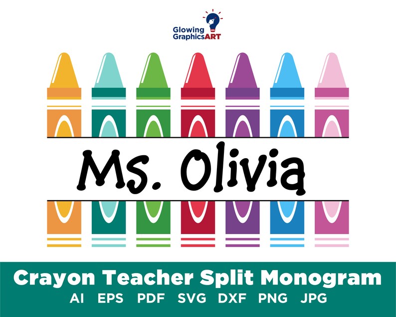 Teacher Monogram Svg, Crayon Monogram Svg, Crayon Split Monogram Svg ...