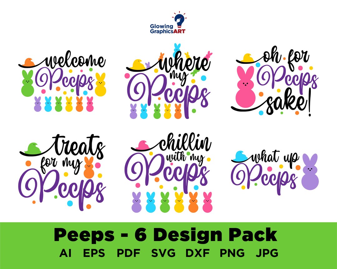 Peeps Svg, Eps, Png, Dxf, Easter Peeps, Chillin' With My Peeps, Where ...