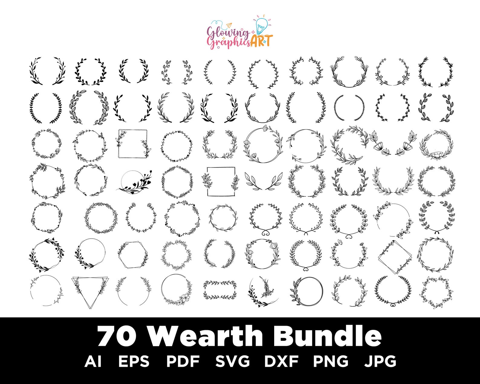 Wreath Svg Bundle, Circle Svg Bundle, Floral Wreath Svg, Heart Laurel ...