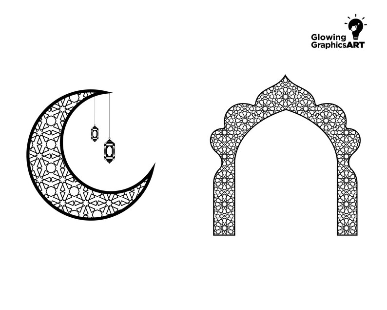 Islamic SVG Bundle, Masjid/mosque, Ramadan/eid, Moon Pattern, Crescent ...