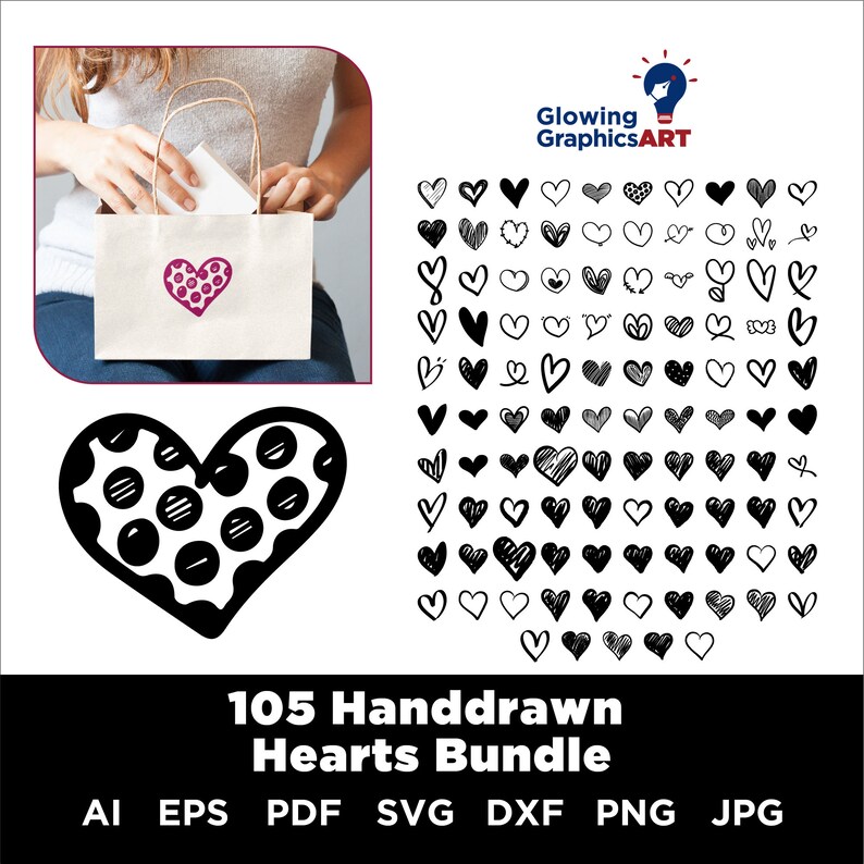 105 HEART Bundle SVG HEART Doodle Svg Hand Drawn Heart Svg - Etsy