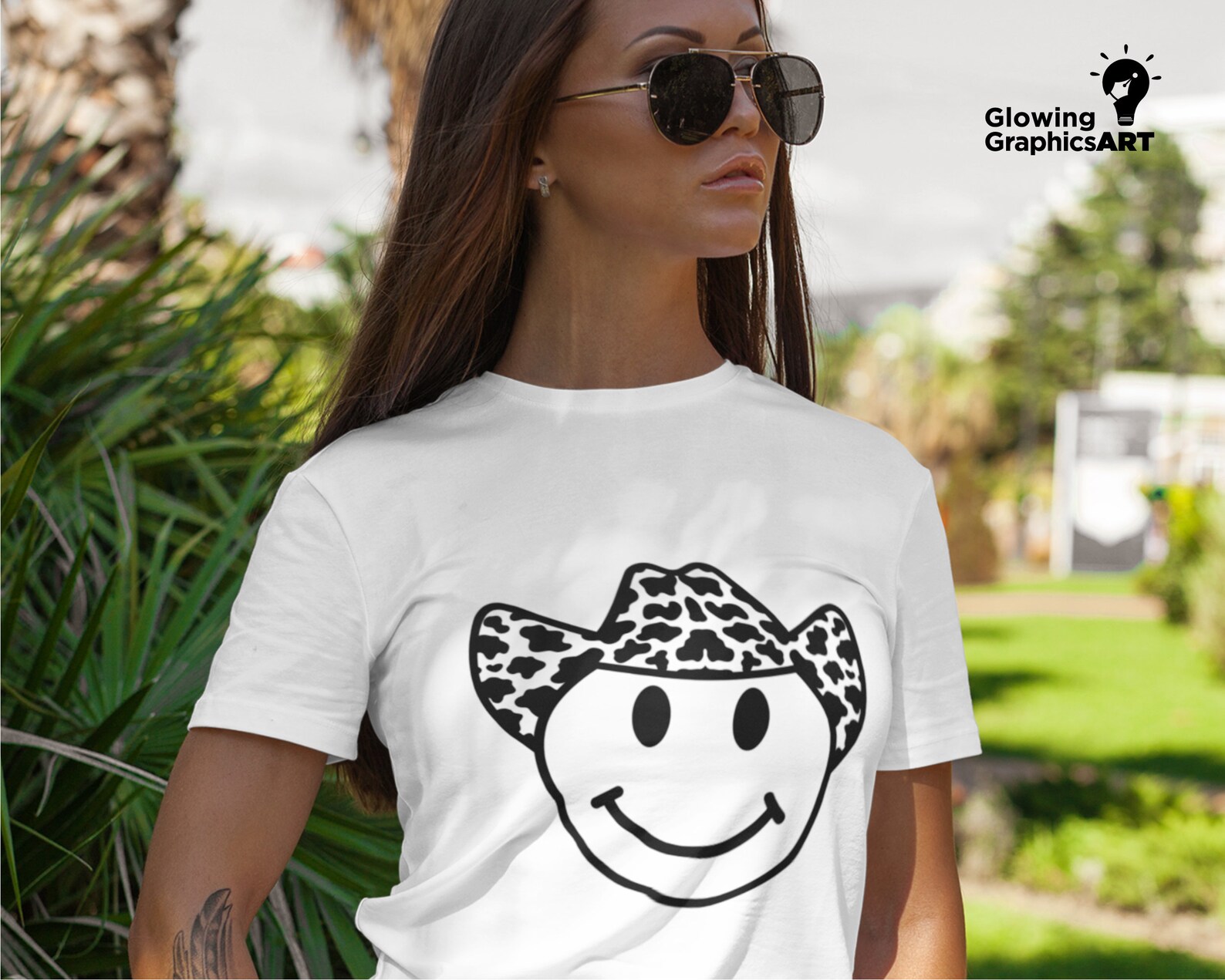 Cowboy Smiley Svg, Smiley Face SVG Smiley Cow Print Hat PNG Svg Dxf Ai ...
