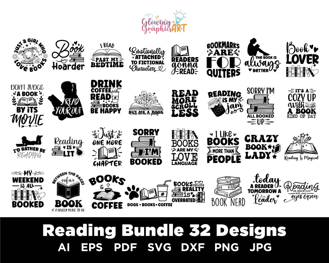 Reading Svg File, Reading Svg Bundle, Book Lover Svg, Books Svg, Book ...