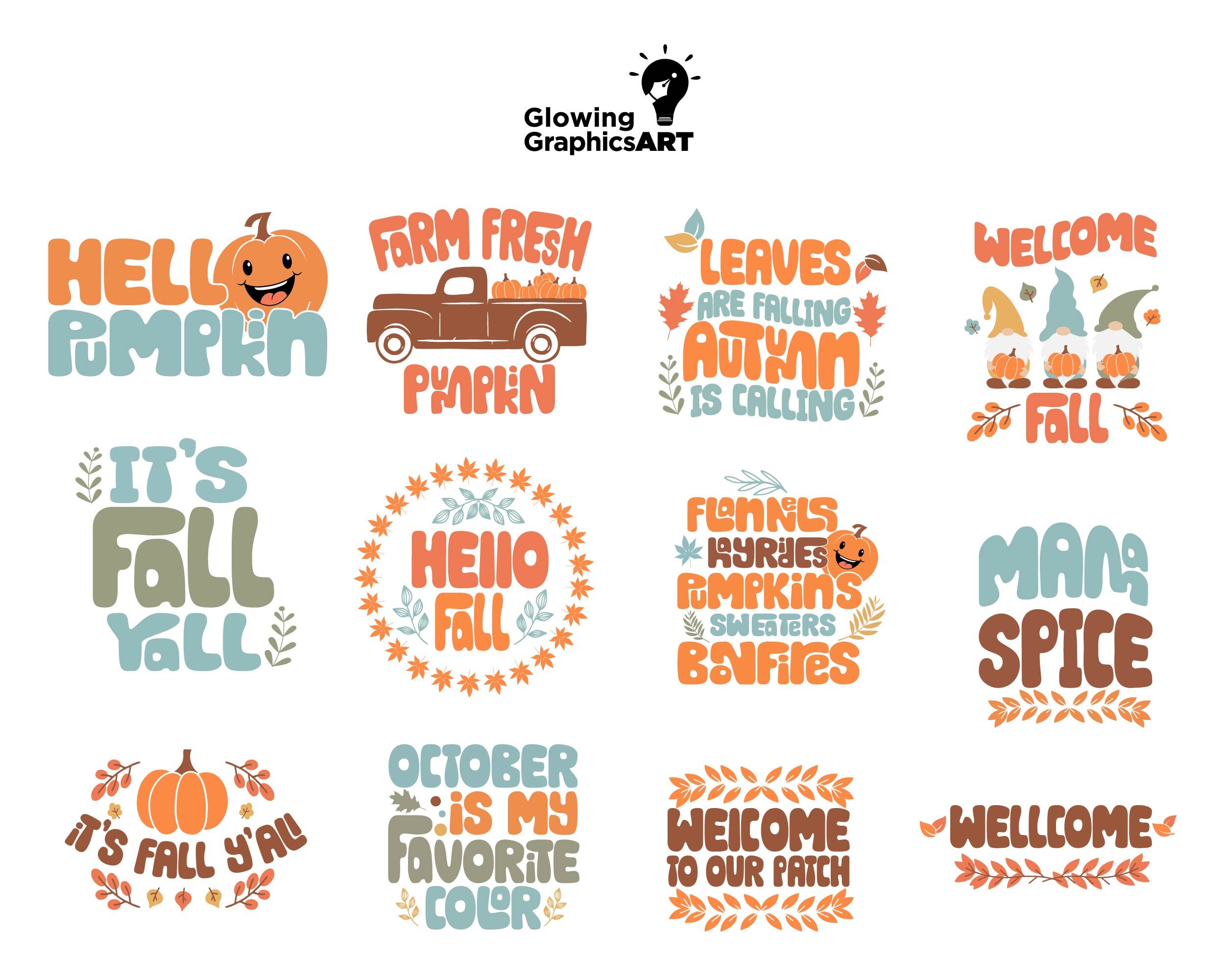 Retro Fall SVG Bundle, Autumn Svg, Thanksgiving Svg, Fall Svg Designs ...