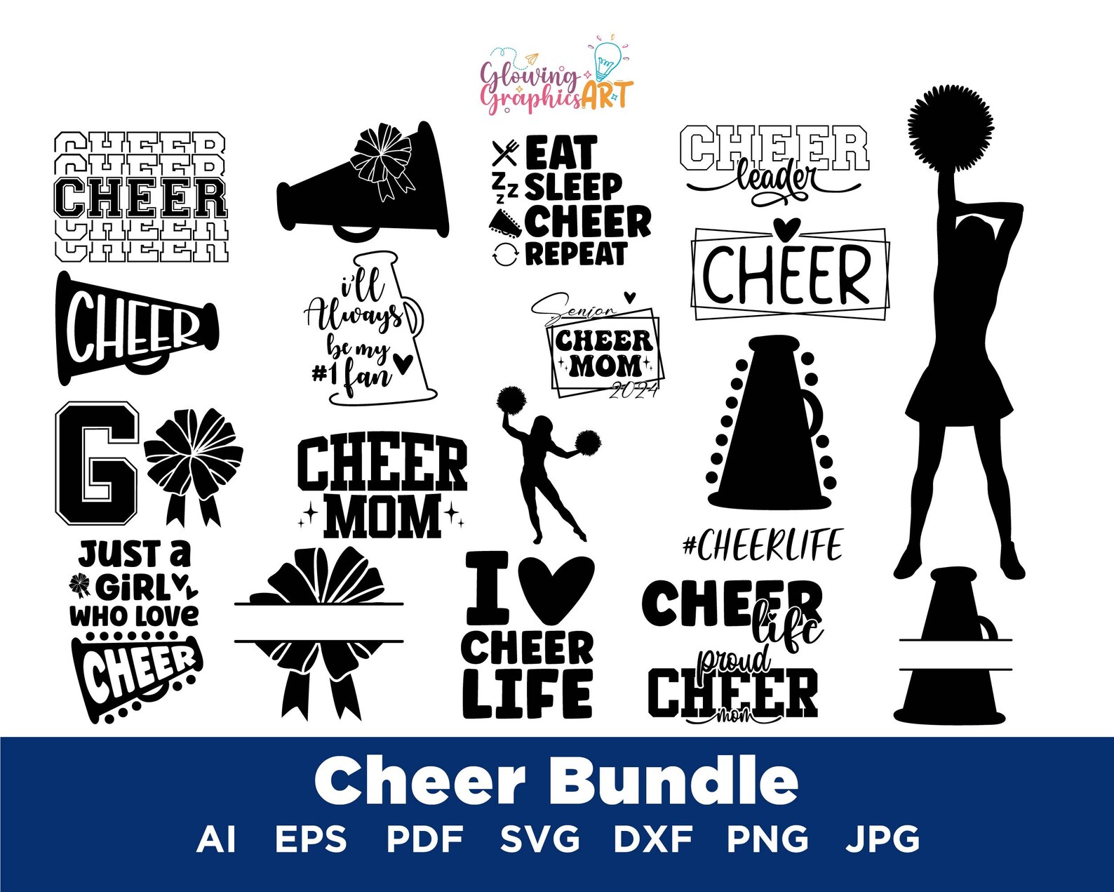 Cheer Bow Svg, Cheer BIG SVG Bundle, Cheerleading SVG, Cheer Svg ...