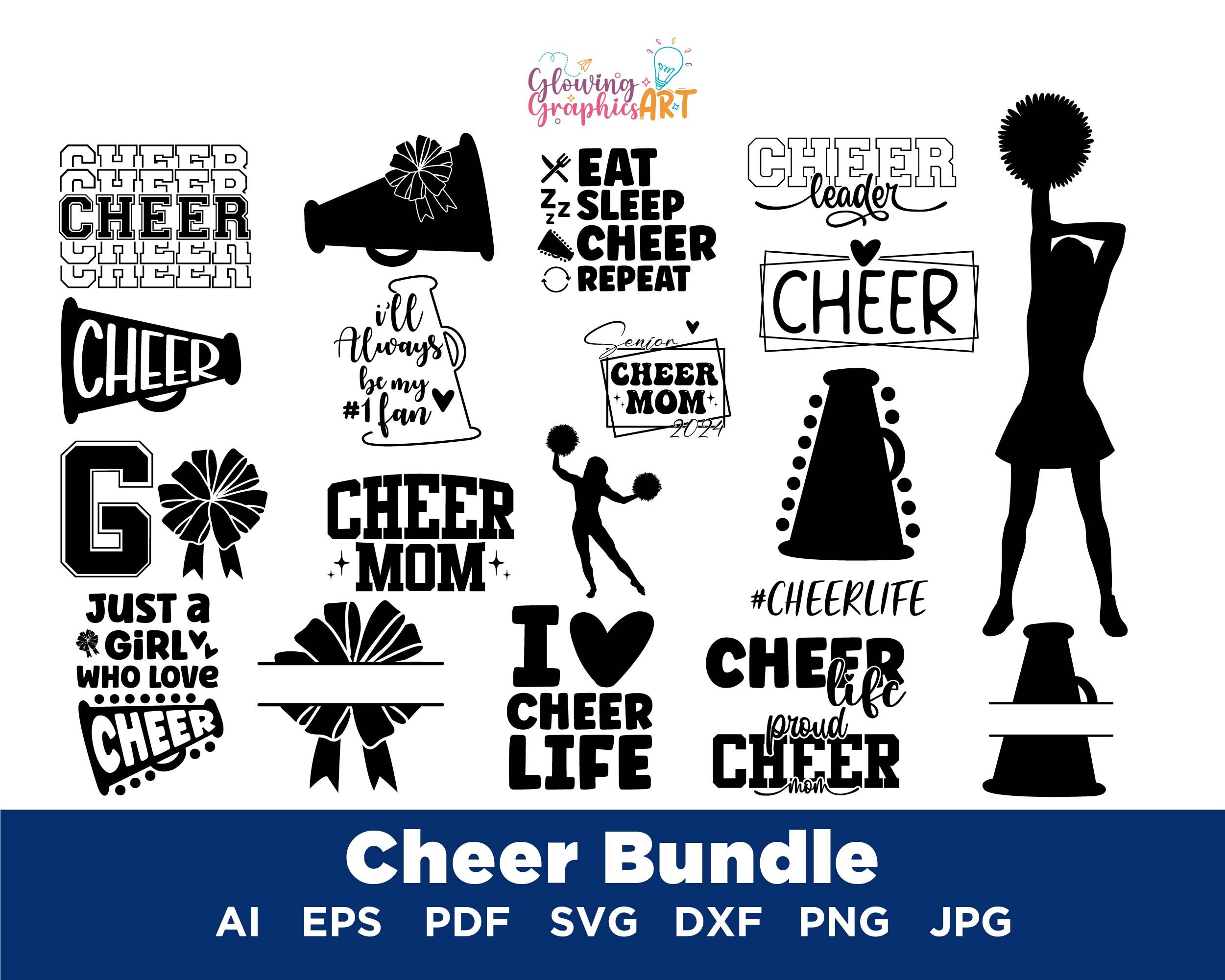 Cheer Bow Svg, Cheer BIG SVG Bundle, Cheerleading SVG, Cheer Svg ...