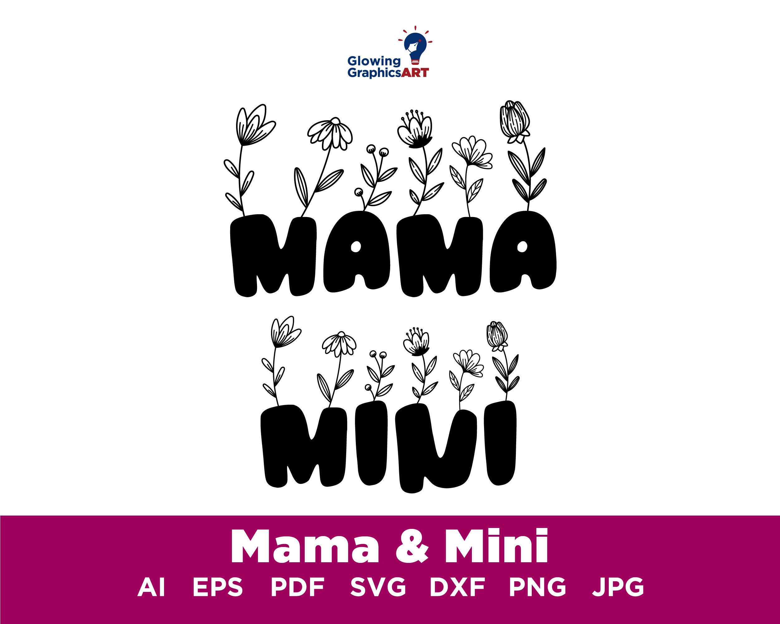 Mama Mini SVG, Mom and Daughter Svg, Mom Day Svg, Mothers Day Svg ...