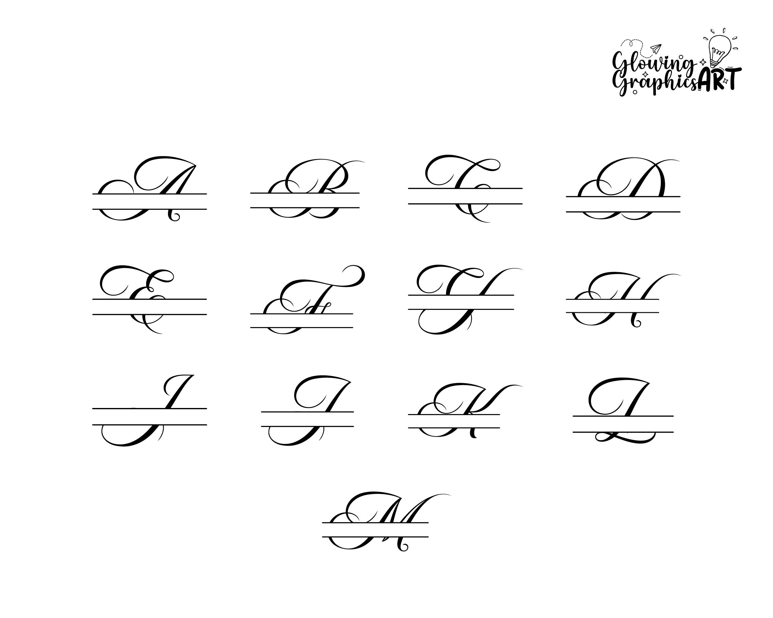Split Letter Monogram Svg Split Monogram Font Monogram Svg Bundle
