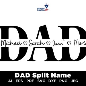 Dad Split Name Svg, Dad Split Frame Name Svg Dad Svg, Father’s Day Svg ...