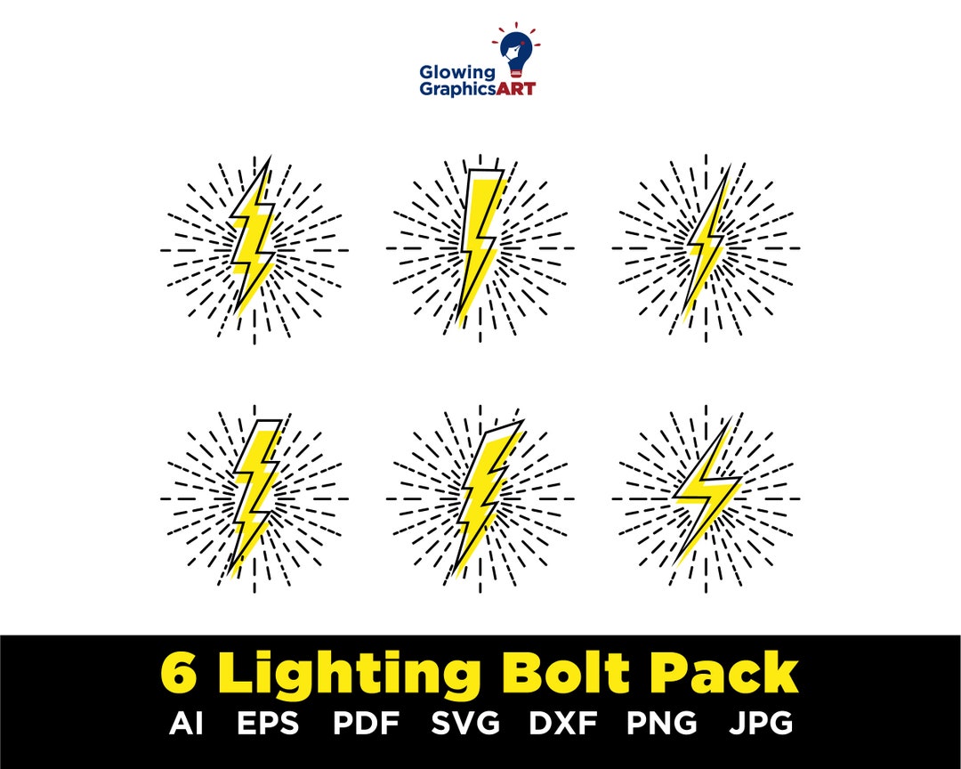 6 Lightning Bolt Svg Bundle, Lightning Svg, Lightning Strike Svg, Flash ...