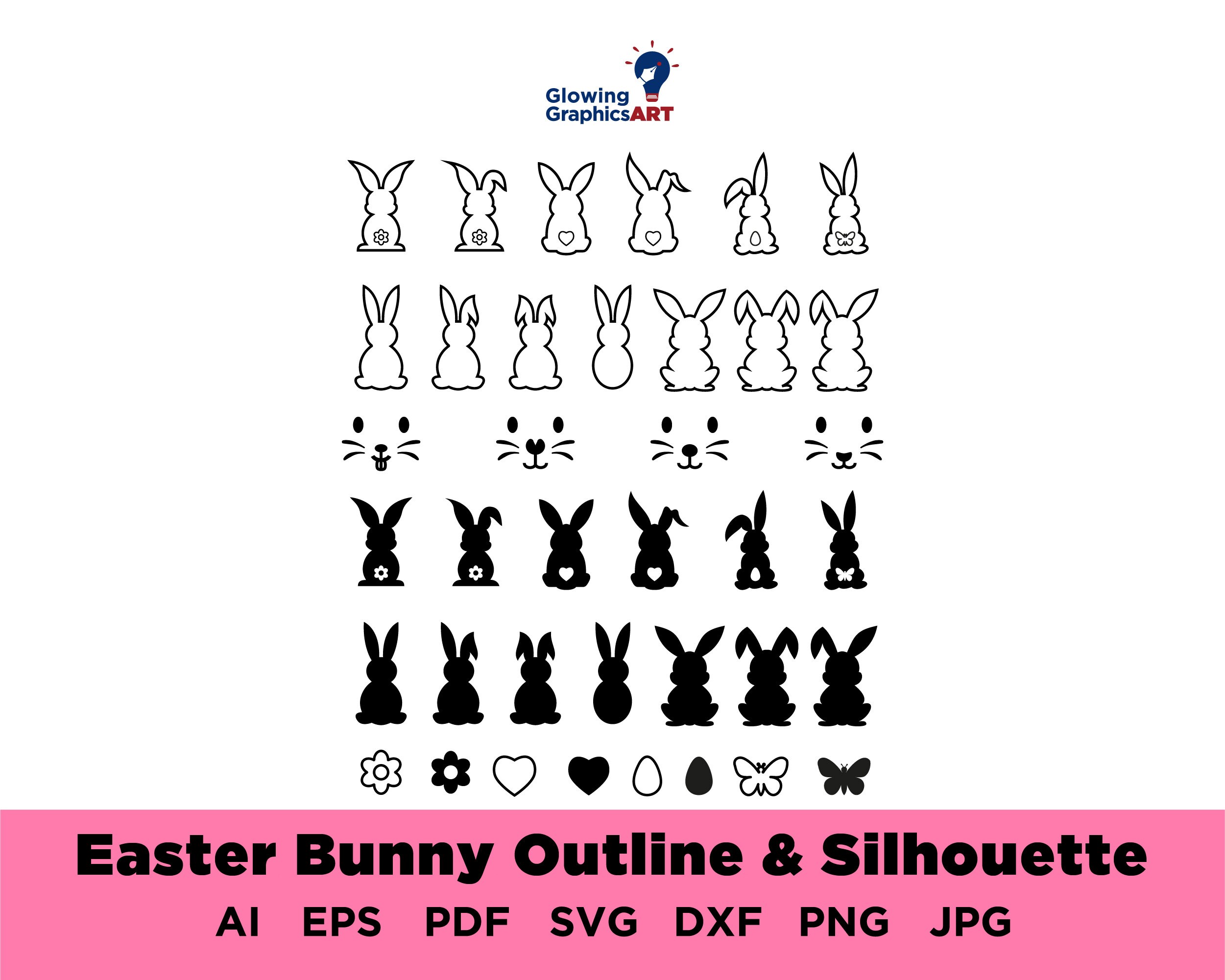 Easter Bunny Shape Svg,rabbit Dxf,bunny Shape Svg, Outline Bunny Svg ...