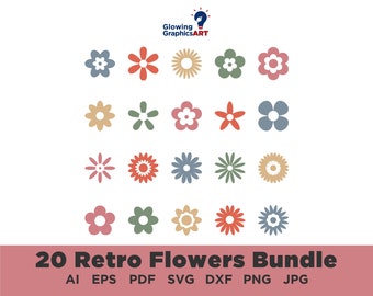 Retro Flower Shapes SVG, Flower SVG, Daisy Flower PNG, Retro Daisy Svg ...