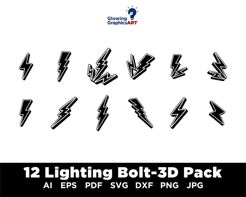 3D Lightning Svg Bundle, Lightning Bolt Svg, Flash Svg, Lightning ...