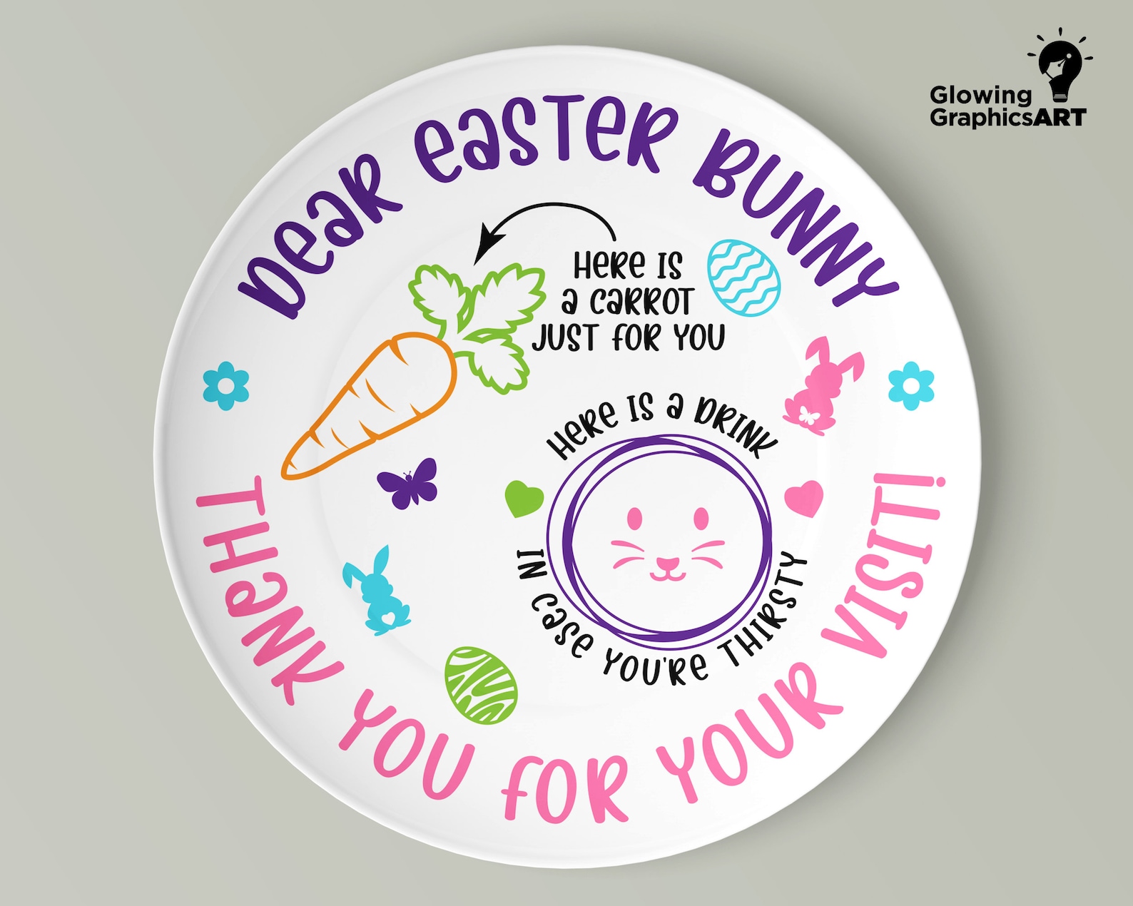Easter Bunny Plate Svg, Easter Bunny Tray Svg, Easter Tray Svg, Carrot ...