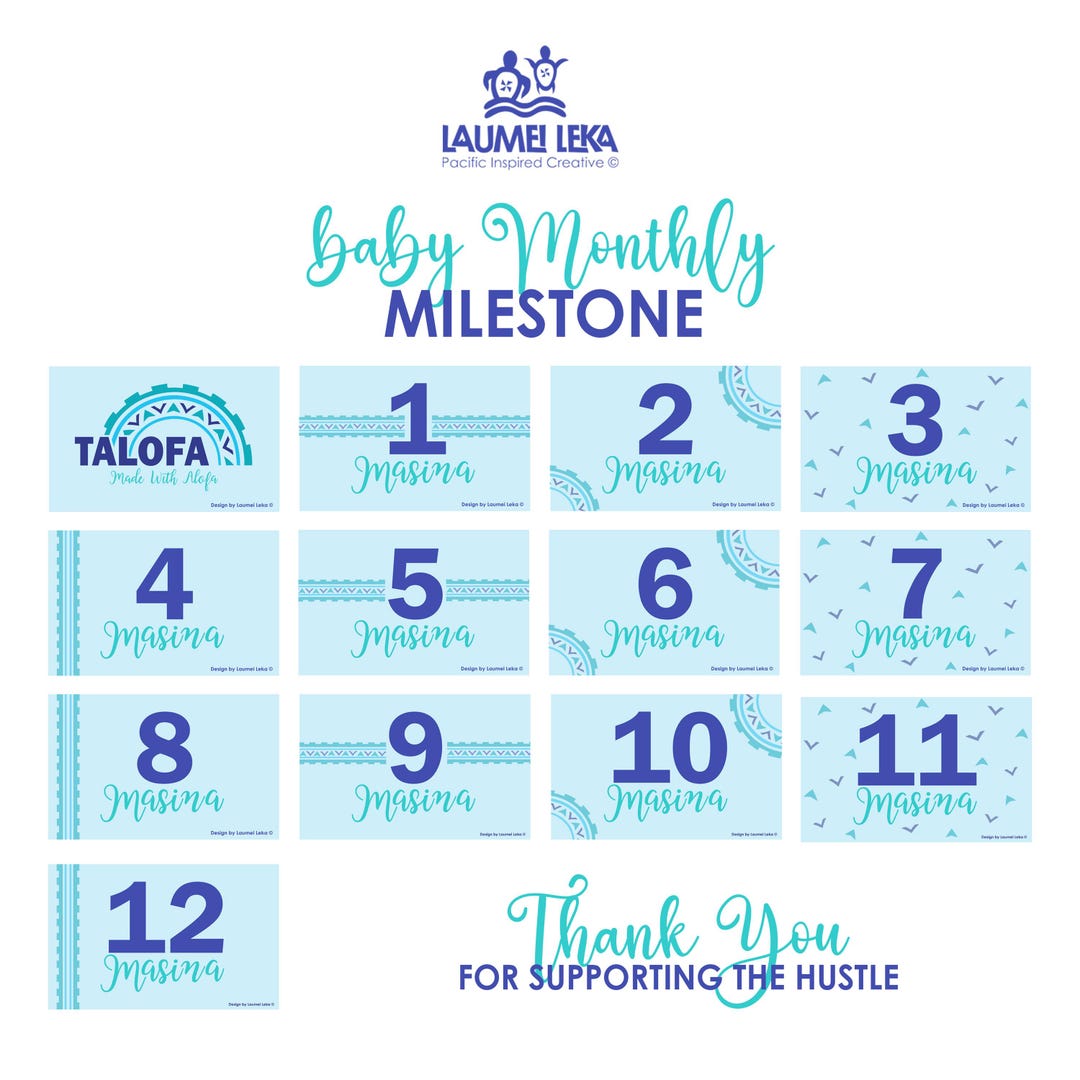 Samoan Baby Monthly Milestone Printable_blue - Etsy