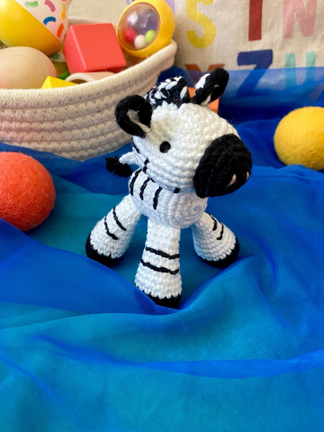 Hudson the Zebra Baby Rattle & Teether Crochet Pattern - Etsy