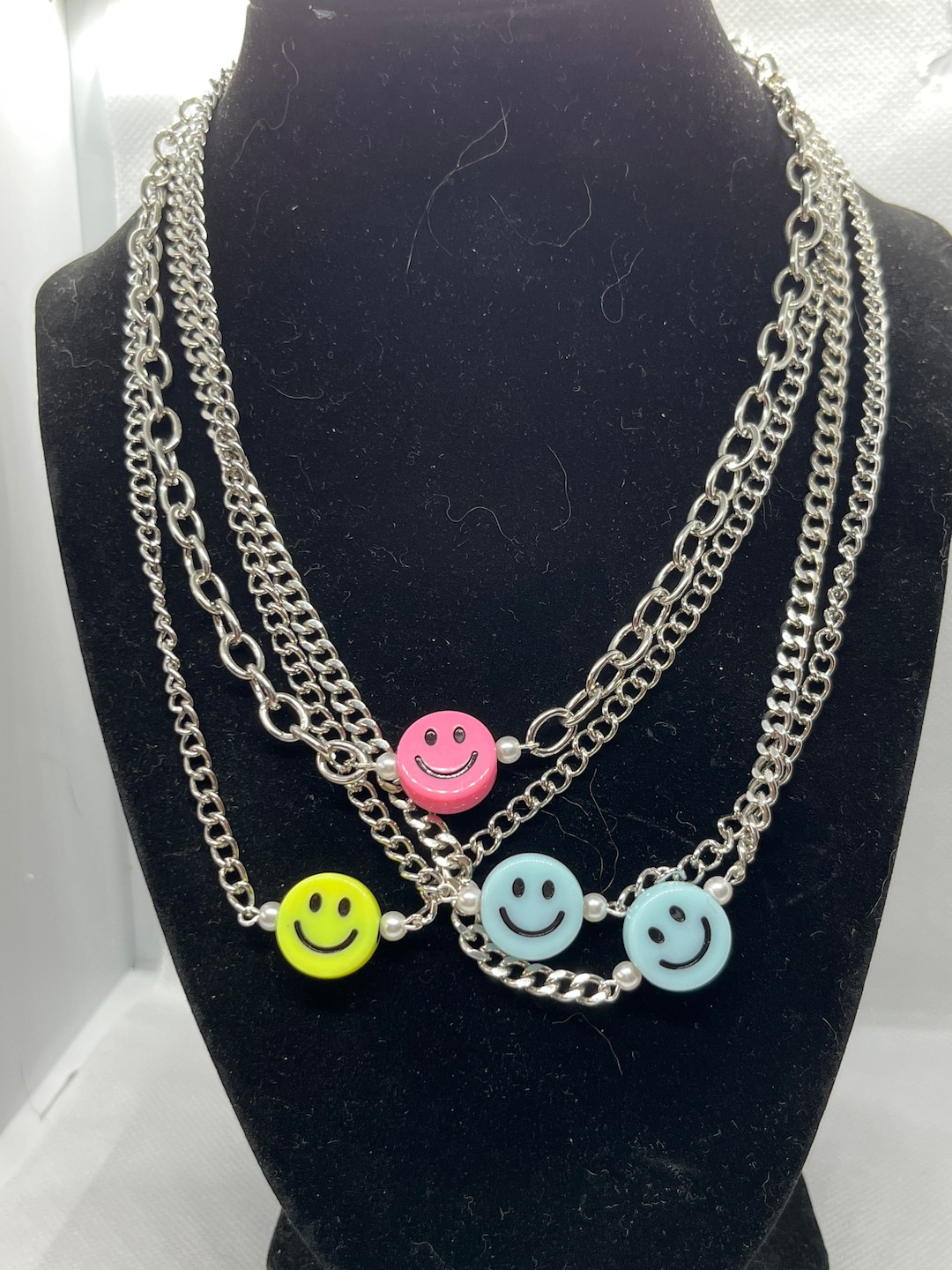Smiley Face Necklaces Made With Upcycled Chain - Etsy