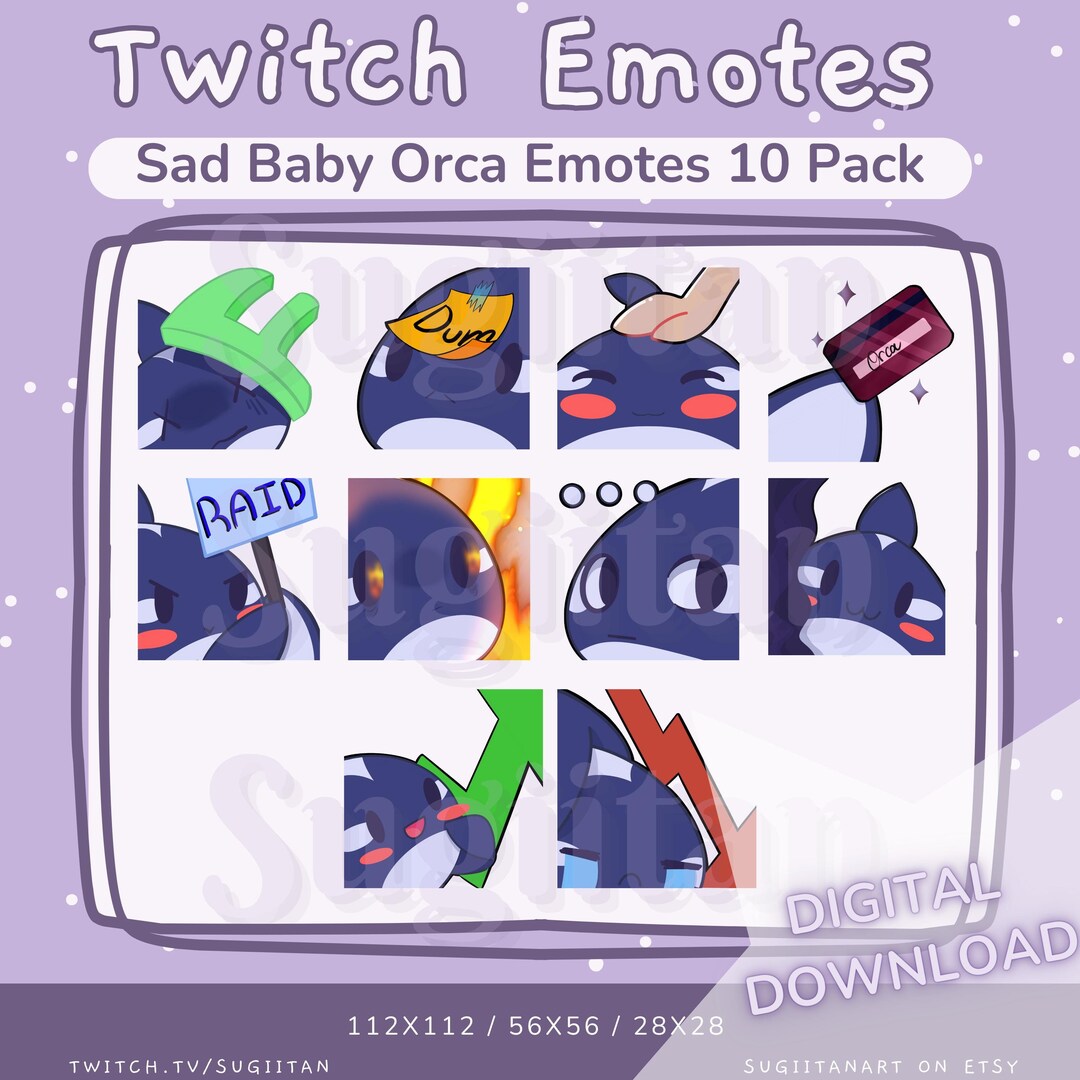 Cute Orca Emotes Pack #2 (10) | Discord |twitch | Youtube - Etsy