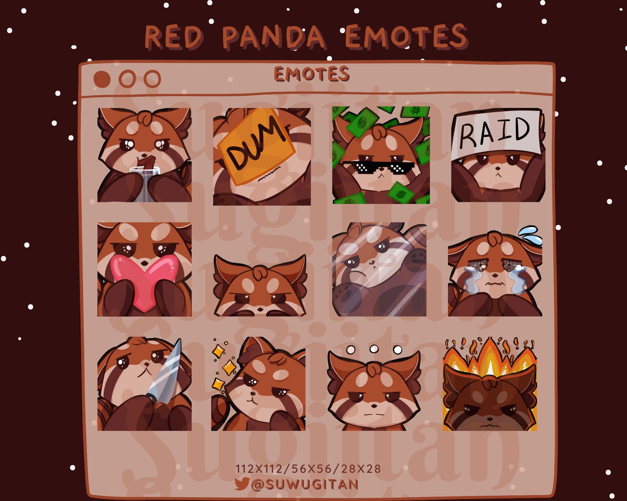 Cute Red Panda Emotes Pack24 Discord Twitch Youtube - Etsy