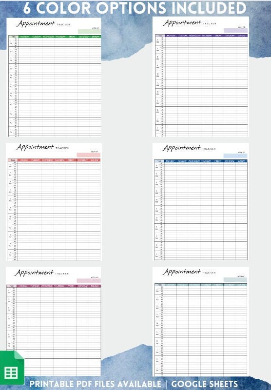 Appointment Tracker Scheduling Spreadsheet 15 Minute Blocks Google ...