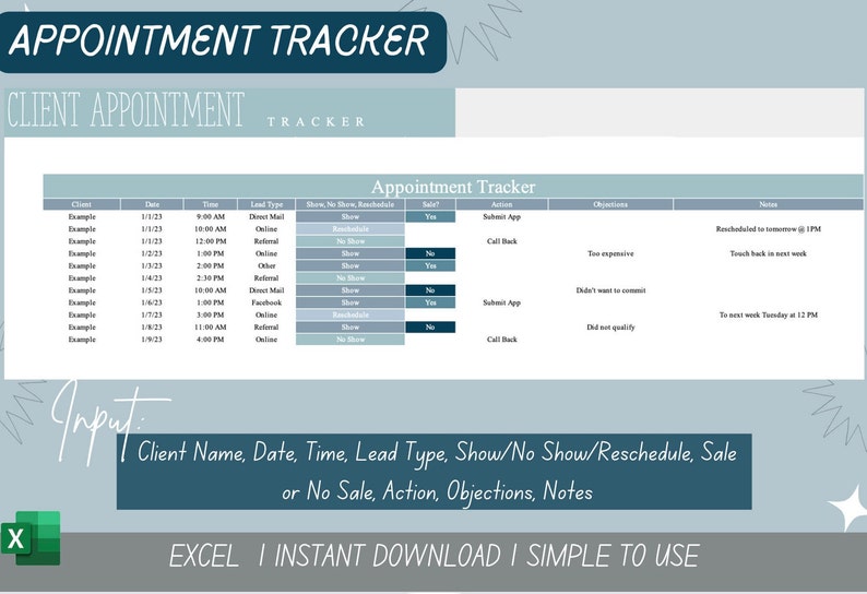 Insurance Agent Business and Appointment Tracker Excel, Commission ...