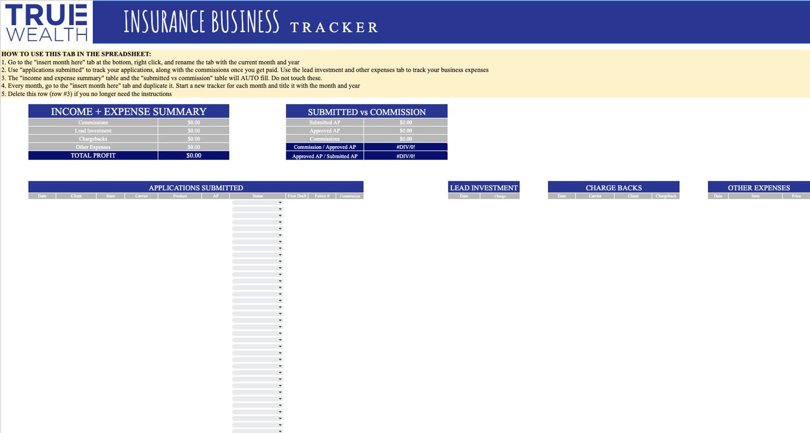 Insurance Sales Tracker, Commission & Expense Tracker, Google Sheets ...