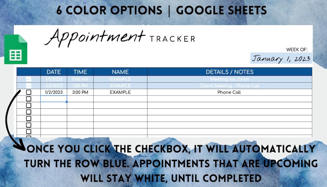 Appointment Tracker Spreadsheet Tracking Appointments Google Sheets Spreadsheet Template - Etsy