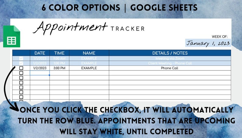 Appointment Tracker Spreadsheet Tracking Appointments Google Sheets ...