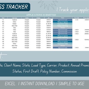 Insurance Agent Business and Appointment Tracker Excel, Commission ...