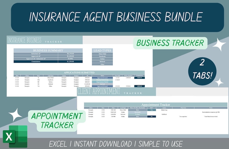 Sales Application Tracker and Appointment Tracker Spreadsheet Excel for ...