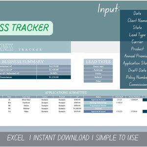 Sales Application Tracker and Appointment Tracker Spreadsheet Excel for ...