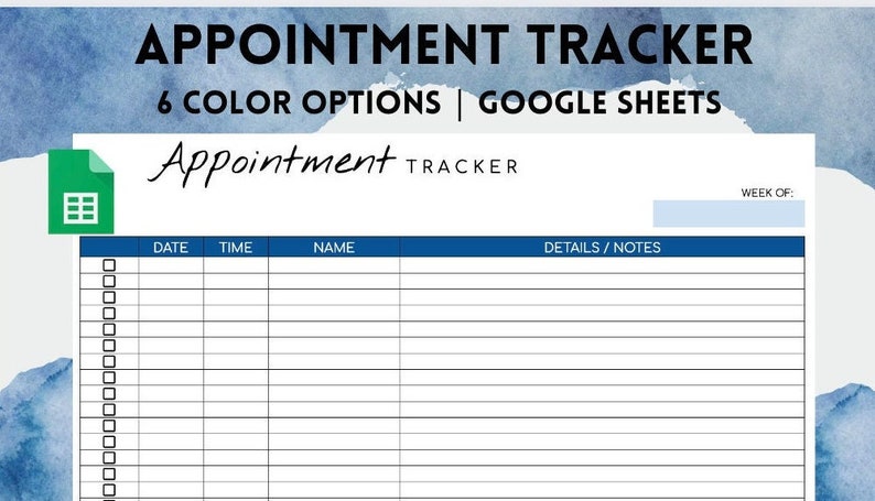 Appointment Tracker Spreadsheet Tracking Appointments Google Sheets ...