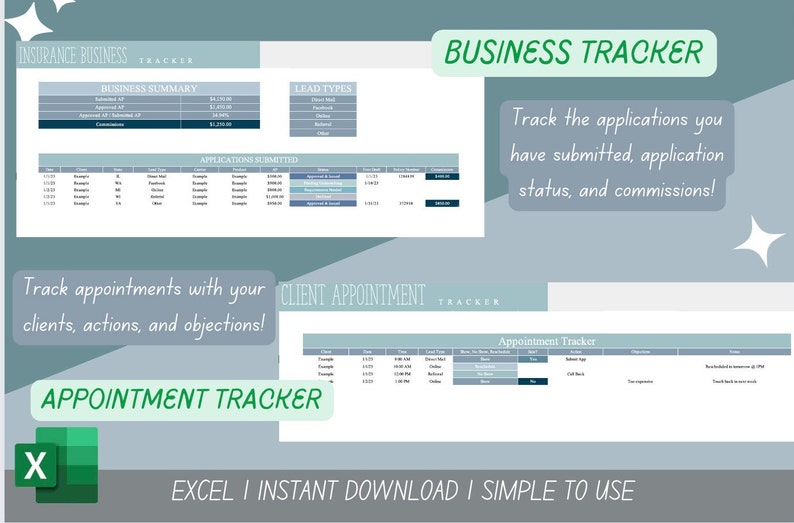 Sales Application Tracker and Appointment Tracker Spreadsheet Excel for ...