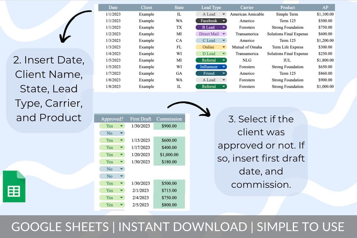 Insurance Agent Application Tracker Commission Tracker Google Sheets ...