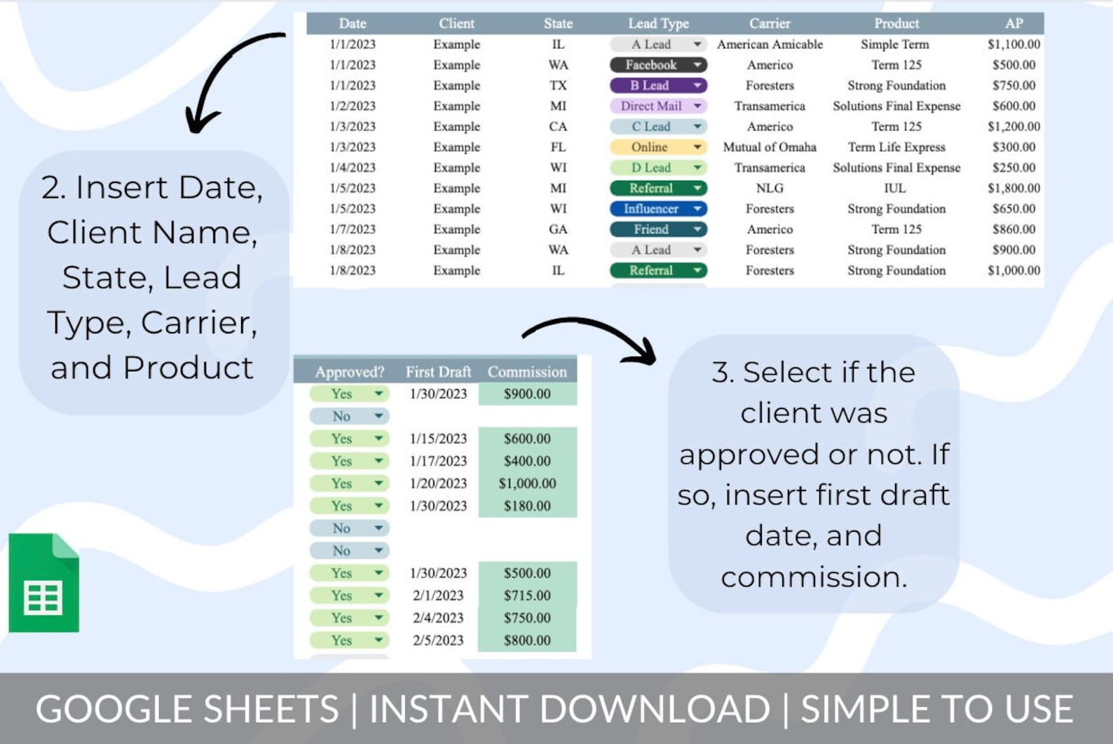 Insurance Agent Application Tracker Commission Tracker Google Sheets ...