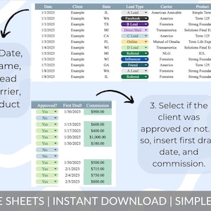 Insurance Agent Application Tracker Commission Tracker Google Sheets ...