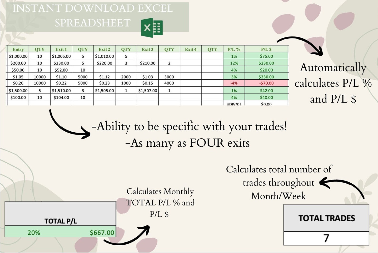 Trade Journal Trade Tracker Investment Spreadsheet Excel for Day ...