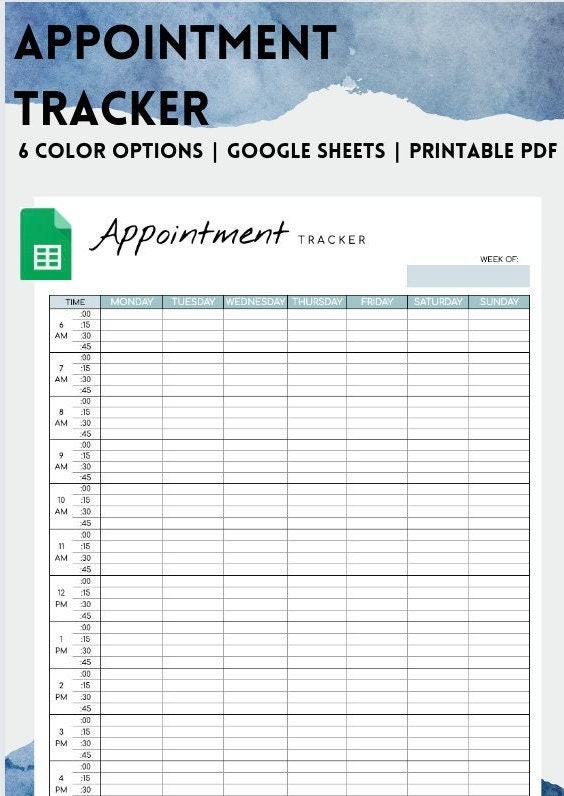 Appointment Tracker Scheduling Spreadsheet 15 Minute Blocks Google ...
