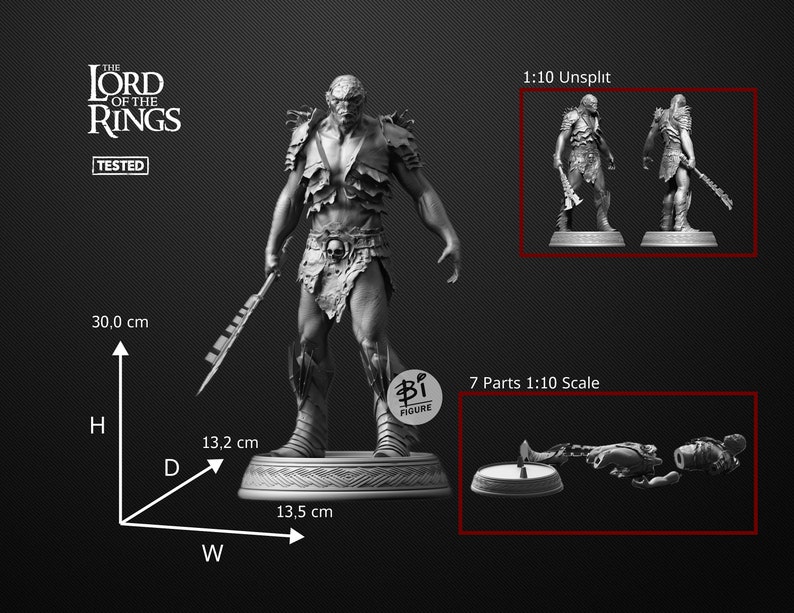 BOLG LOTR Lord of the Rings, 3D Print Figure adjustable Size Azog, Uruk ...