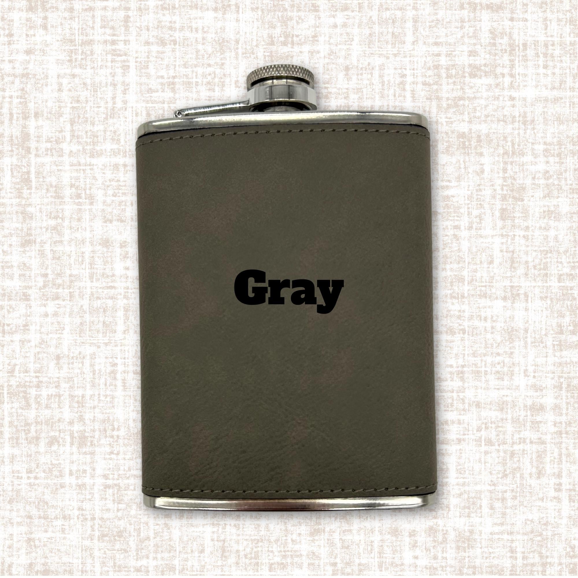 Custom Logo Engraved Flask: 8 Oz Stainless Steel, Faux Leather - Etsy