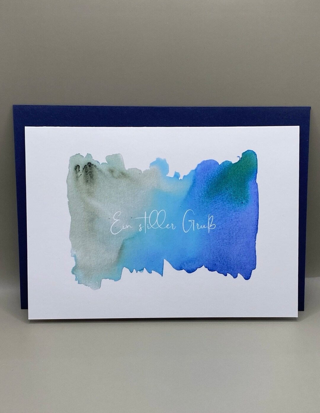 Modern Condolence Card A Silent Greeting Blue Green Watercolor DIN A6 ...