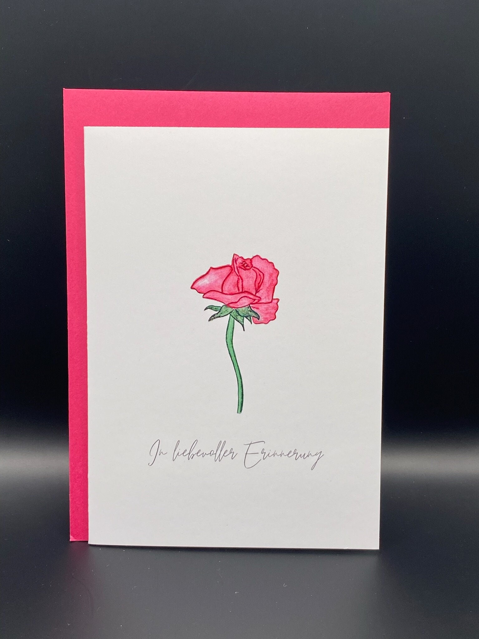 In Loving Memory Rose as a Farewell Modern Mourning Card Watercolor DIN ...