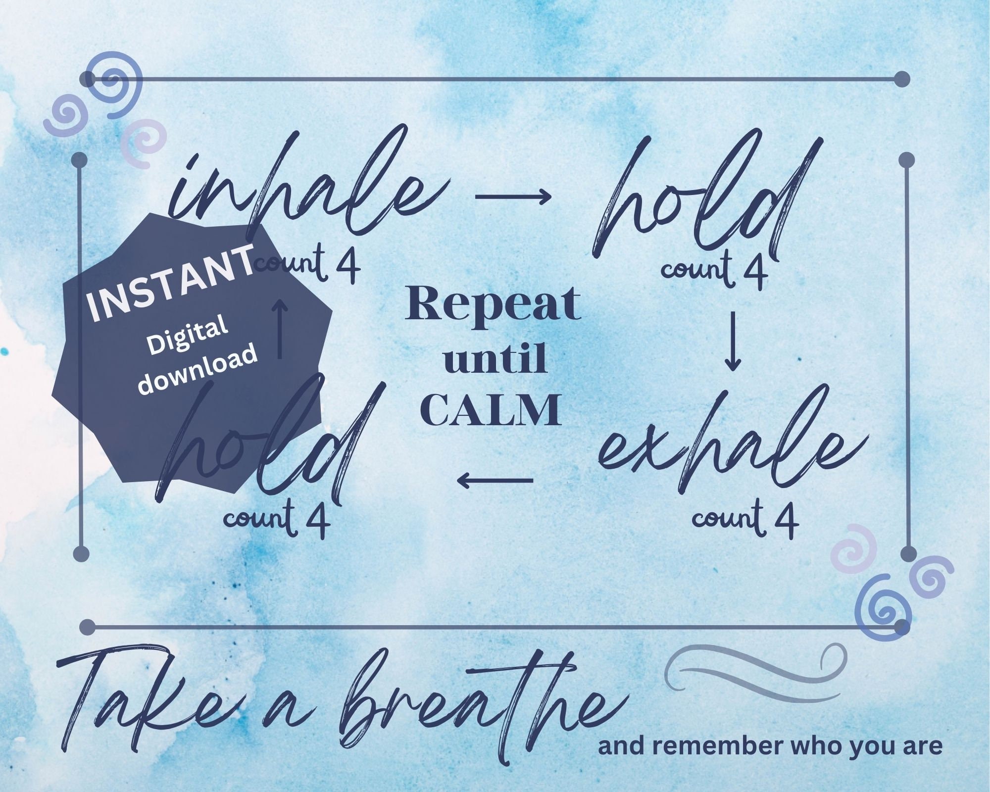 Take a Breathe Box Breathing Technique Poster Daily Calming Technique ...