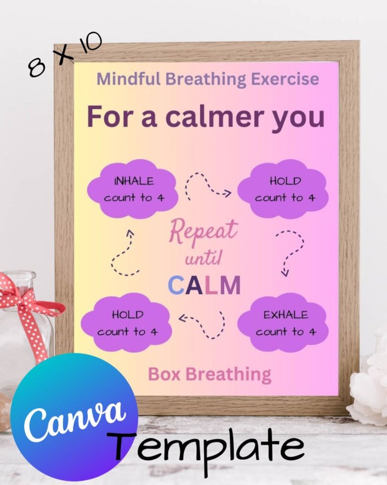 Box Breathing Guide Customizable Template Meditation Printable Self ...