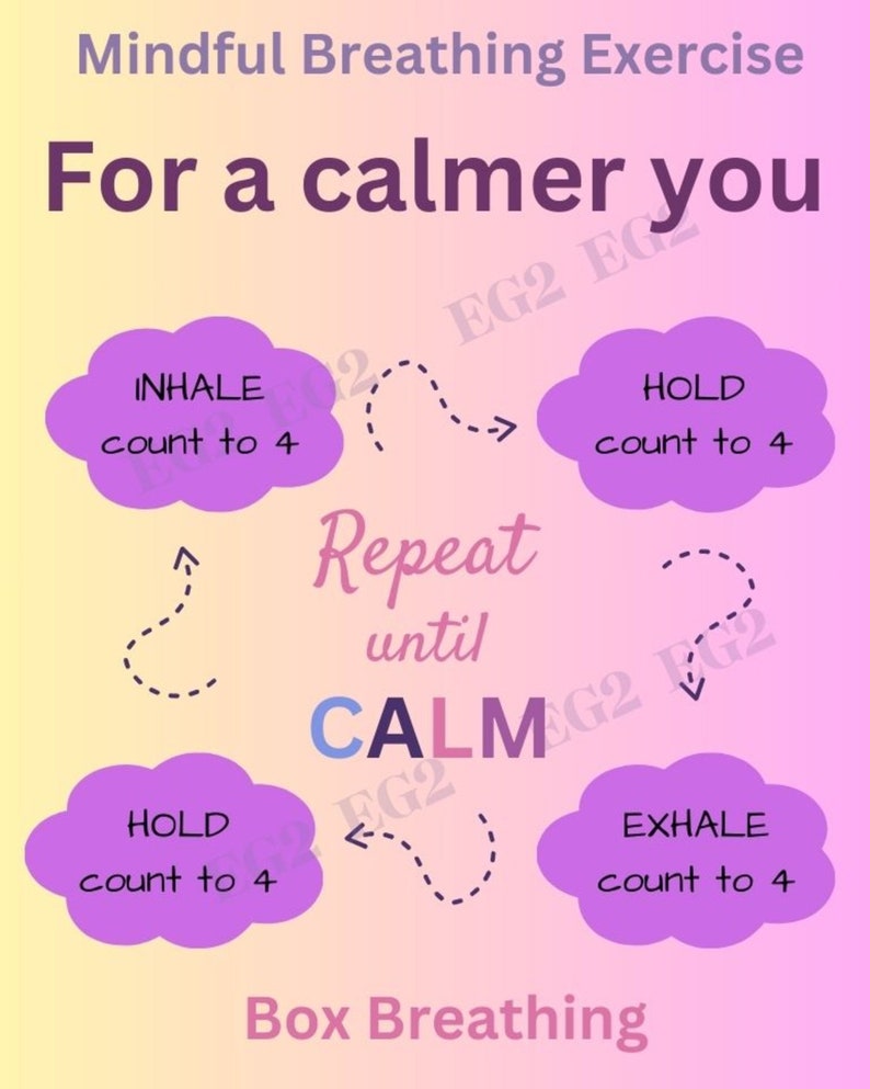 Box Breathing Guide Customizable Template Meditation Printable Self ...